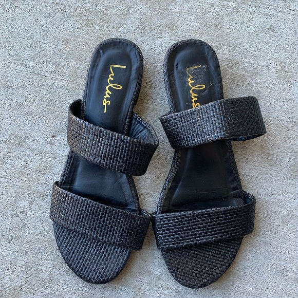 Lulus | Shoes | Lulus Basket Double Strap Black Sandals | Poshmark